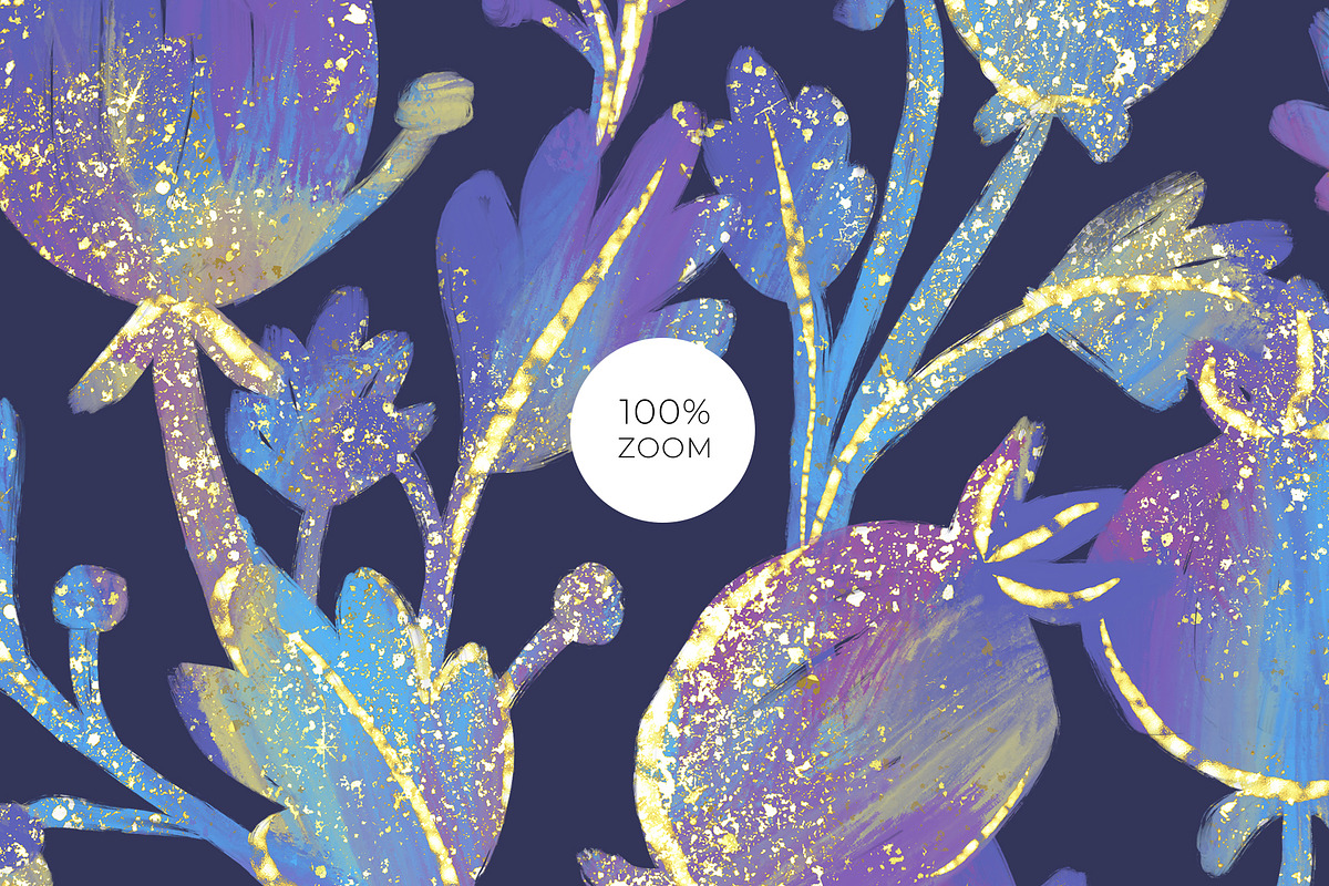 Purple & Gold Fantasy Patterns, a Pattern Graphic by Velliniki