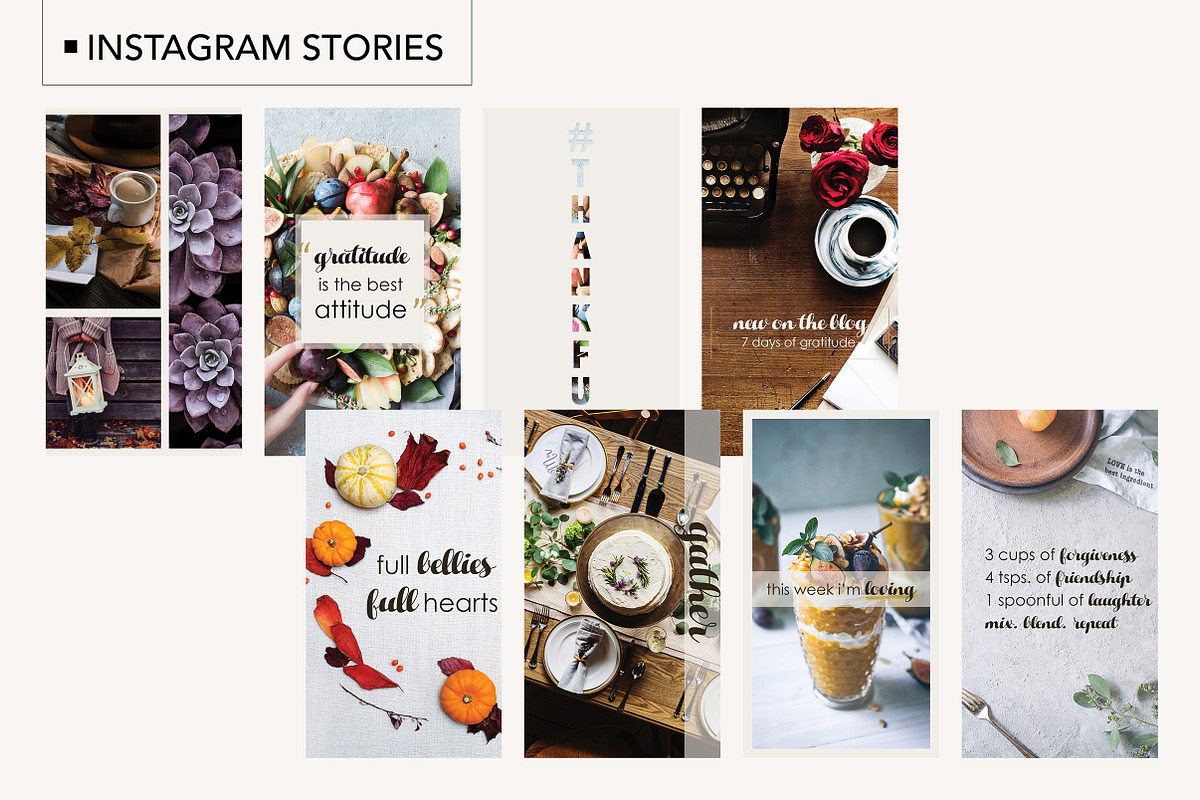 Instagram Thanksgiving Bundle, a Social Media Template by jgdigital.co ...
