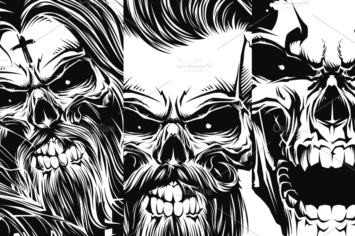 Vector Skull Set, an Illustration by daver2002ua