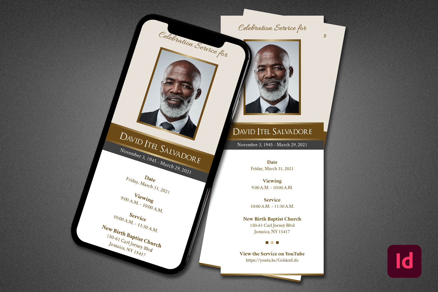 Golden Life Funeral Info Sheet, a Card Template by loswl
