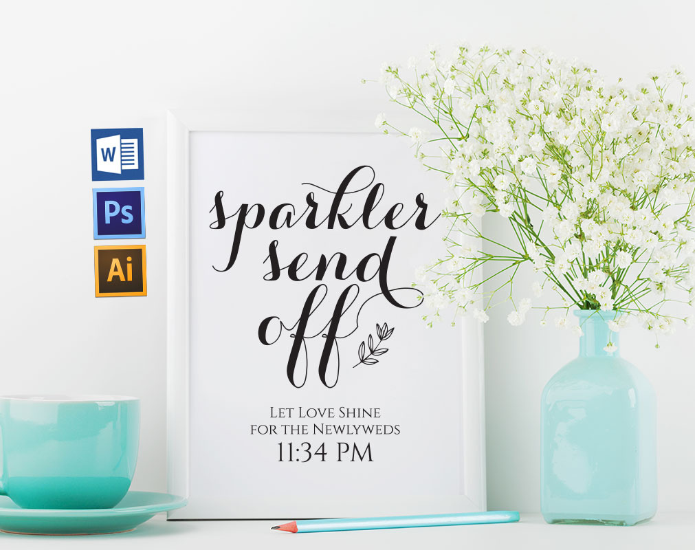 Sparkler Send Off Sign SHR287, an Invitation Template by Shafura_Wedding