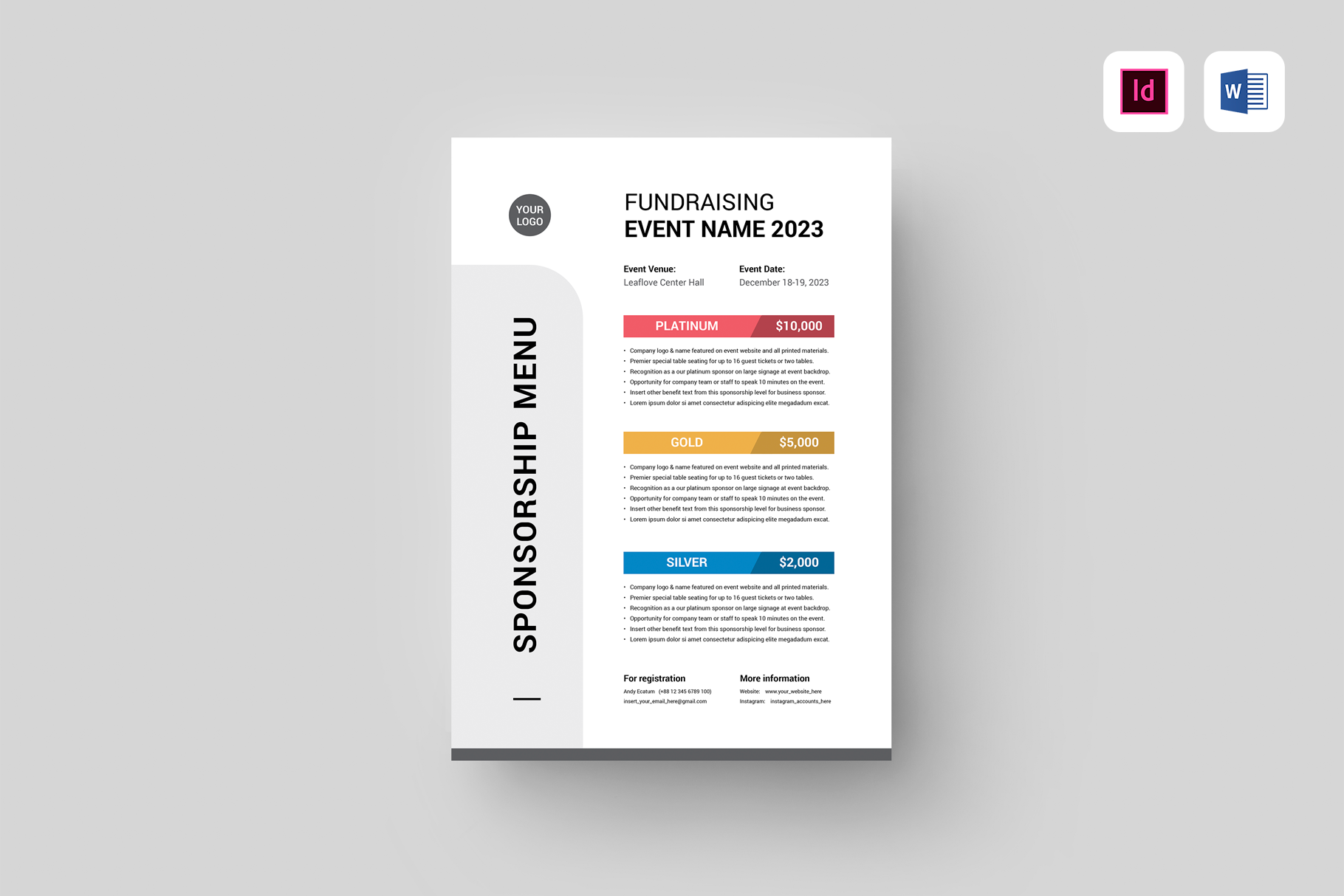 Event Sponsorship Menu, a Flyer Template by Leaflove