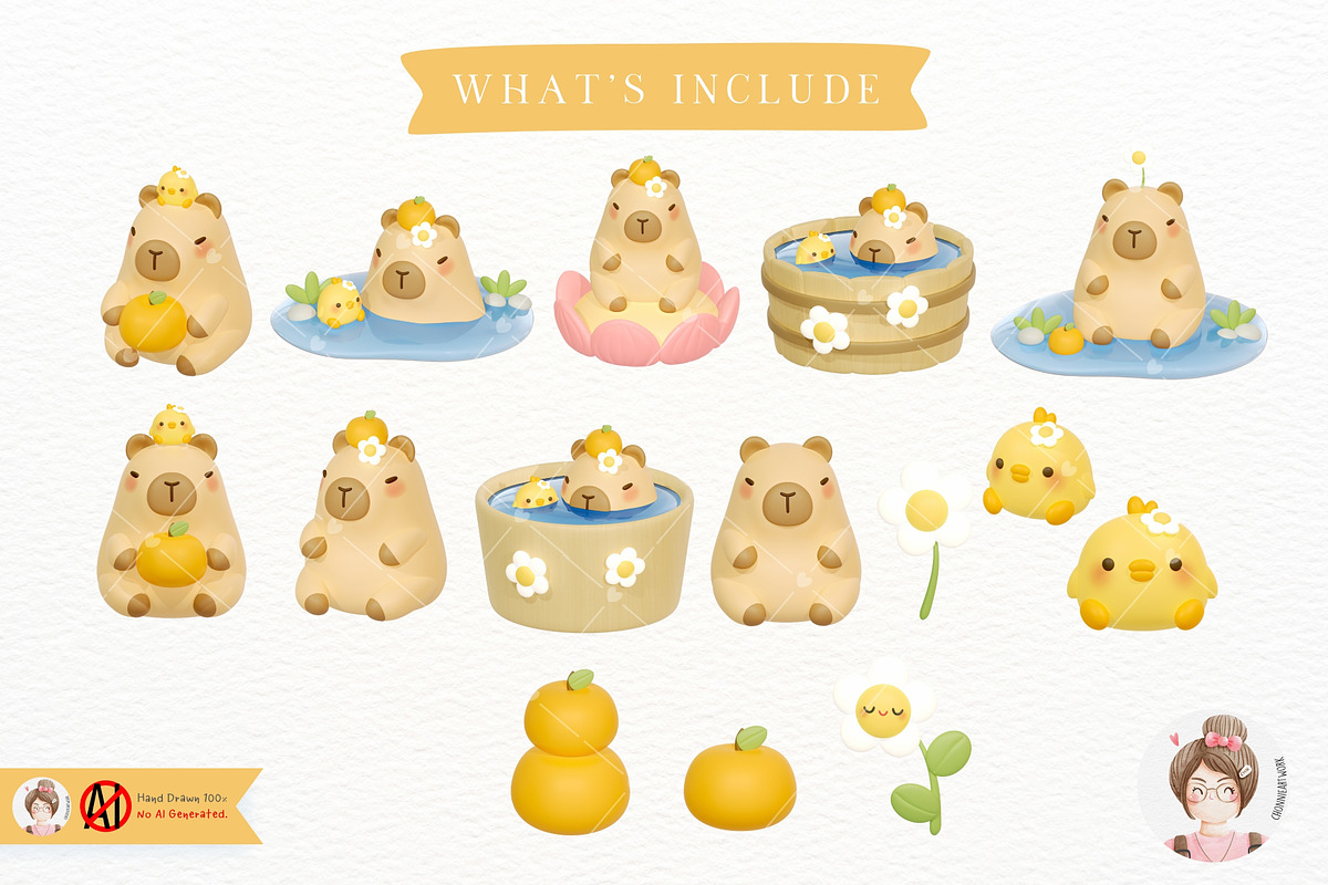 3D Groovy Capybara Clipart PNG, an Animal Illustration by Chonnieartwork