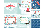 Nautical card templates sea patterns, a Card Template by GraphicMarket