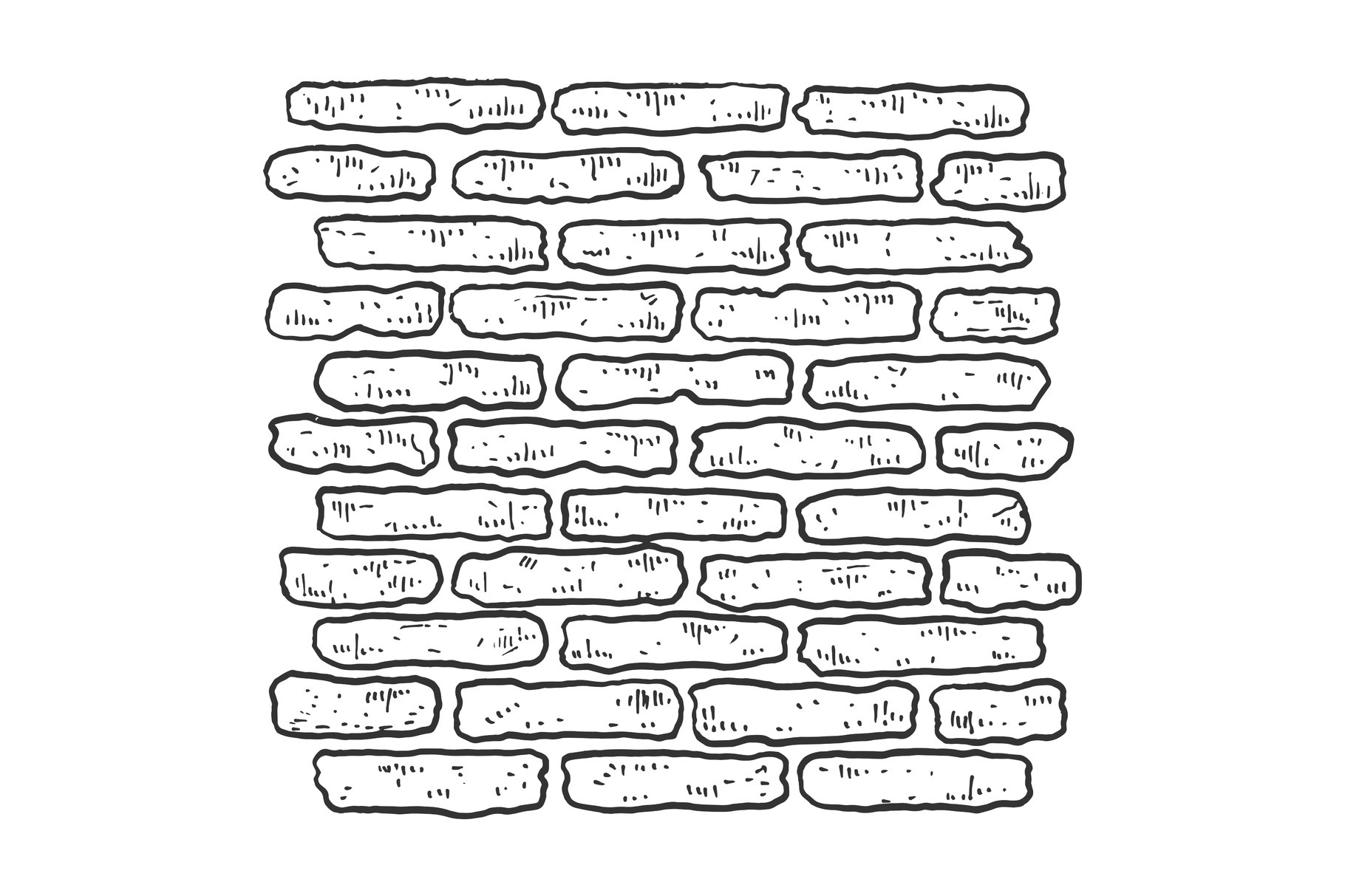 Brick wall sketch engraving vector, an Object Illustration by AlexArt