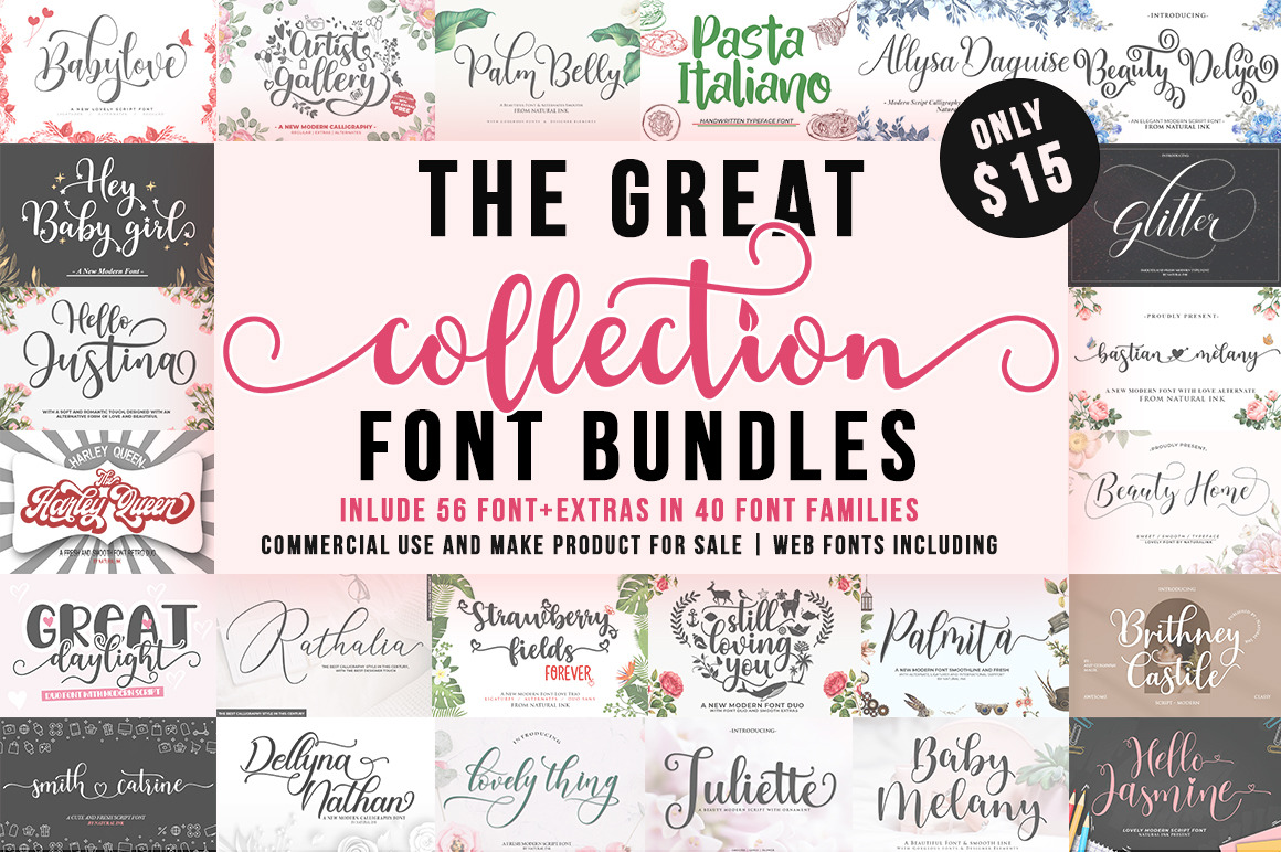 The Great Collection Font Bundles, a Script Font by Natural Ink Studio