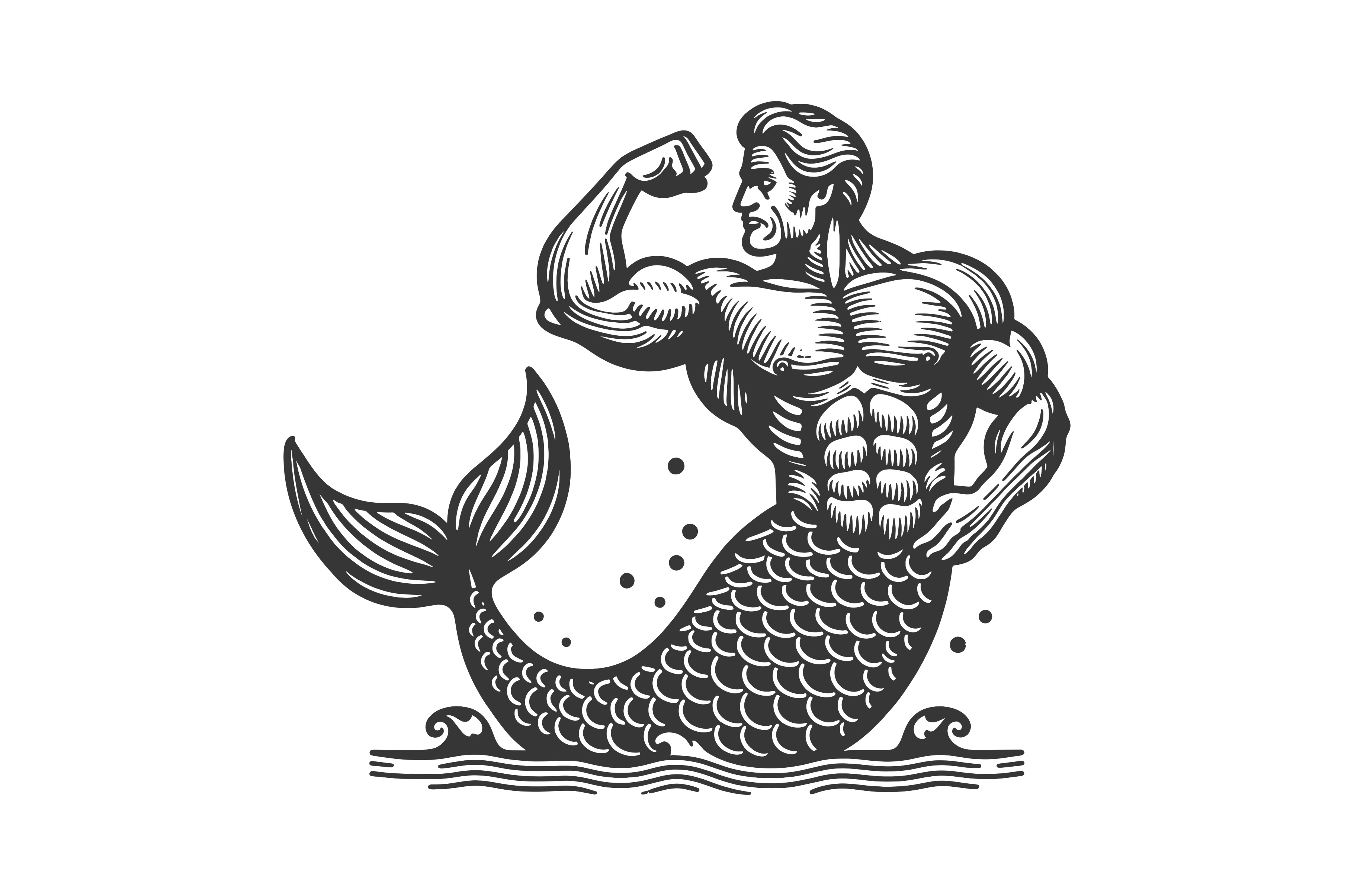 Merman Mermaid Man with Muscles, a Person Illustration by AlexArt