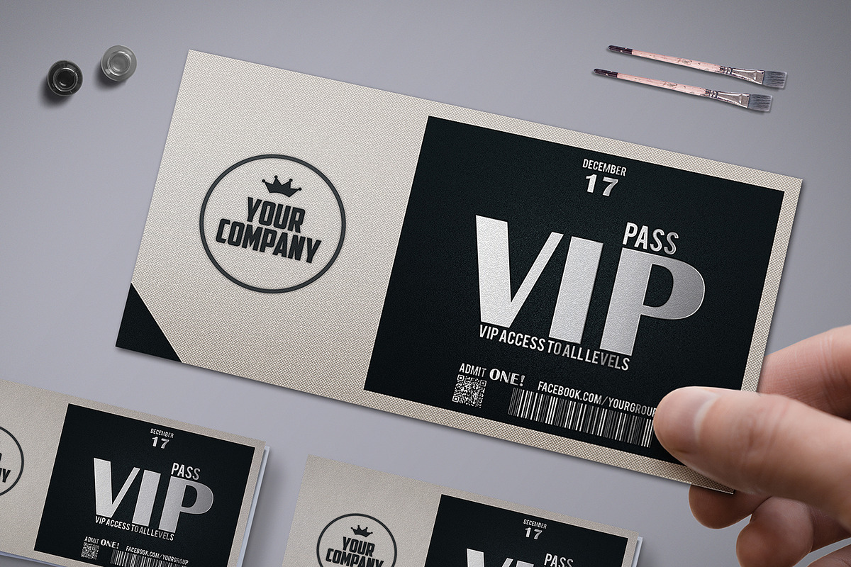 Stylish simple VIP PASS, a Card Template by Tzochko | Creative Market