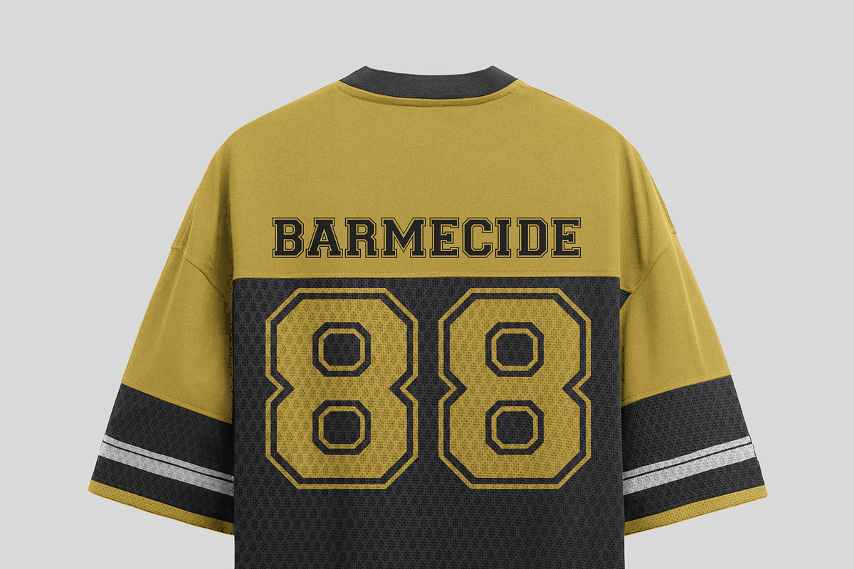 AMERICAN FOOTBALL JERSEY MOCKUP, a Shirt Mockup by Barmecide Mockup Studio