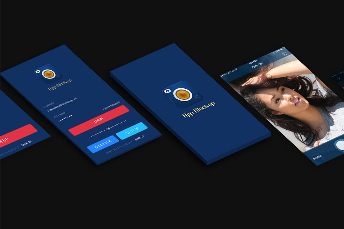 Social Photo Sharing App UI PSD, an UI Kit Template by gunjan-sharma