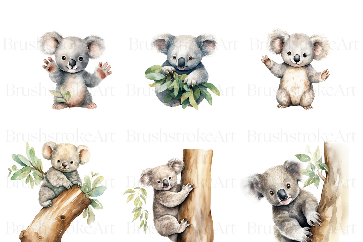 Watercolor Koala Clipart, Cute Koala | Creative Market