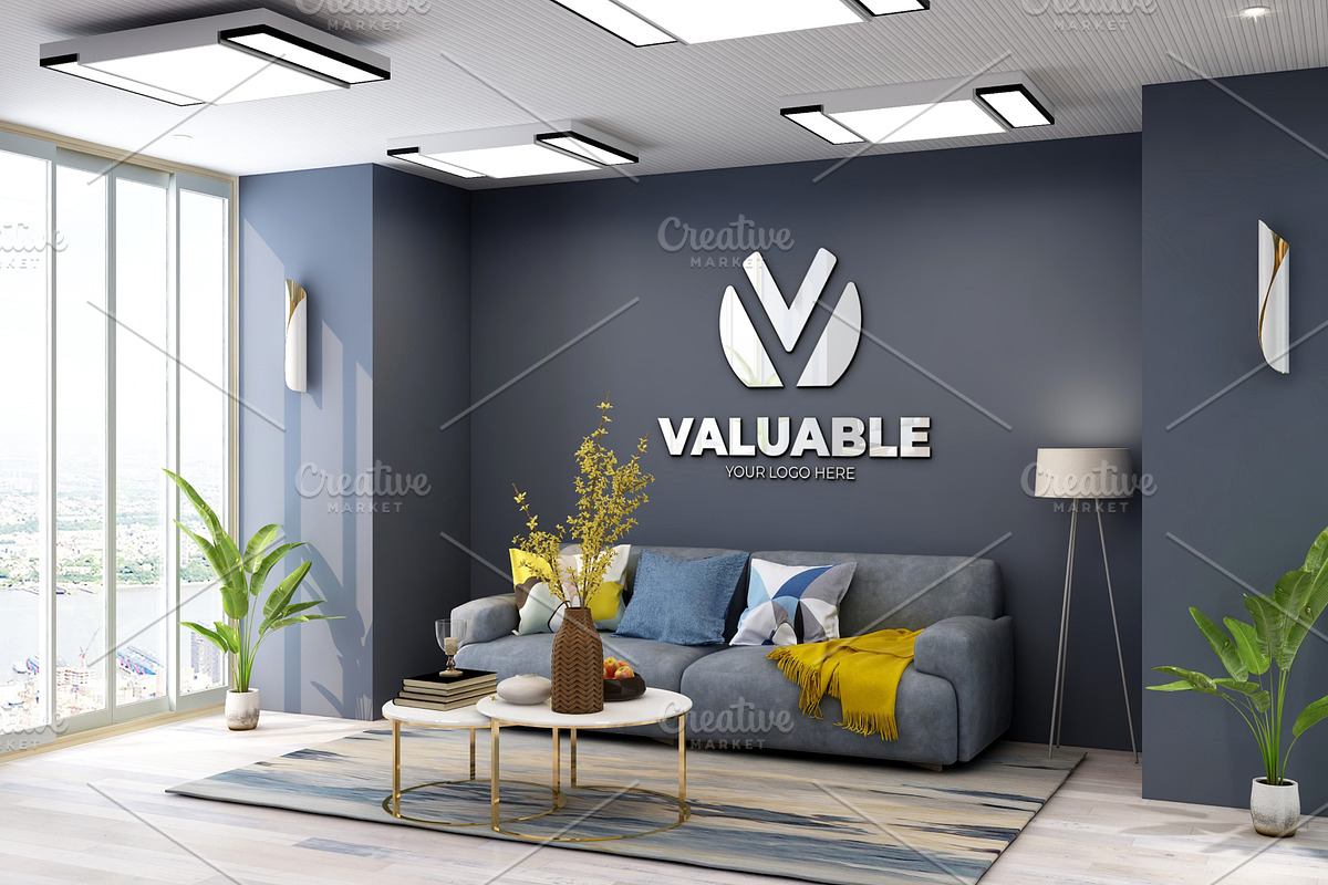 Office Lobby Room Logo Mockup