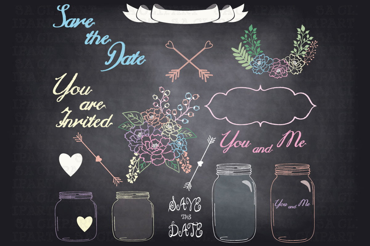 Chalkboard Mason jar Clipart, an Illustration by SA ClipArt | Creative ...