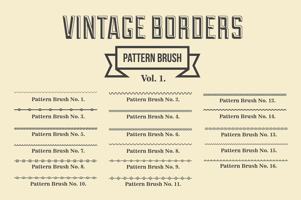 Vintage Borders Pattern Brushes, a Brush Add-On by G7