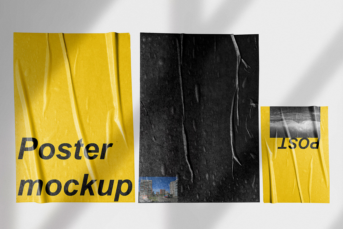 POST - Poster Wrinkle Mockup, a Texture Graphic by Bolderaja1 Studio