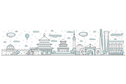 China skyline. Line cityscape | Illustrations ~ Creative Market