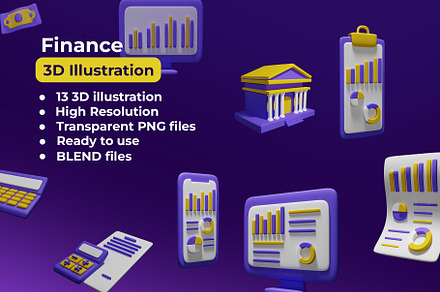 3D Illustration of Data Analysis | Creative Market