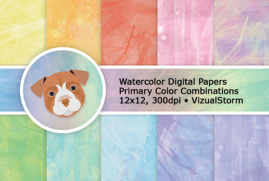 Rainbow Watercolor Digital Patterns, a Pattern Graphic by VizualStorm
