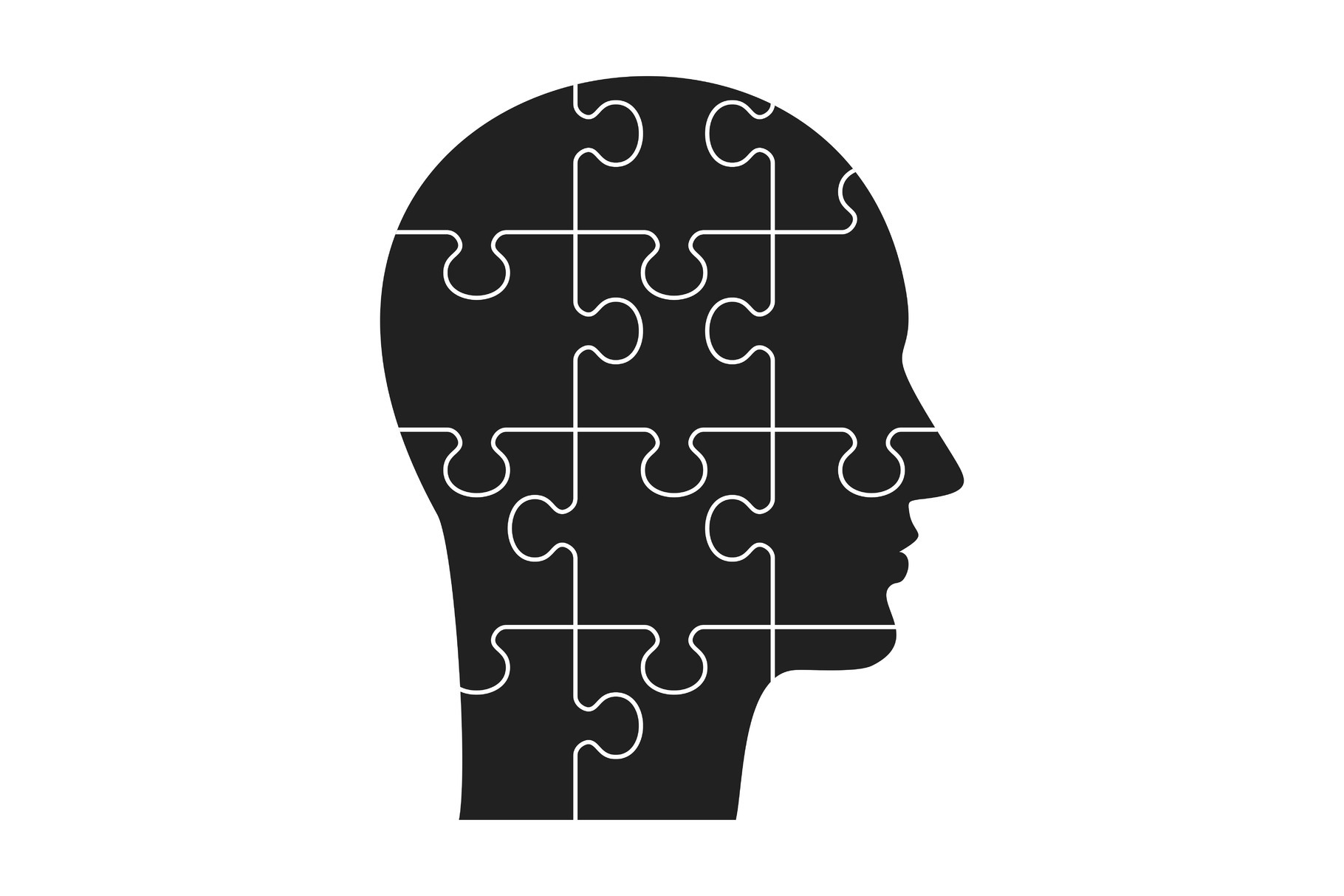 Human puzzle profile black concept, an Object Illustration by Quarta