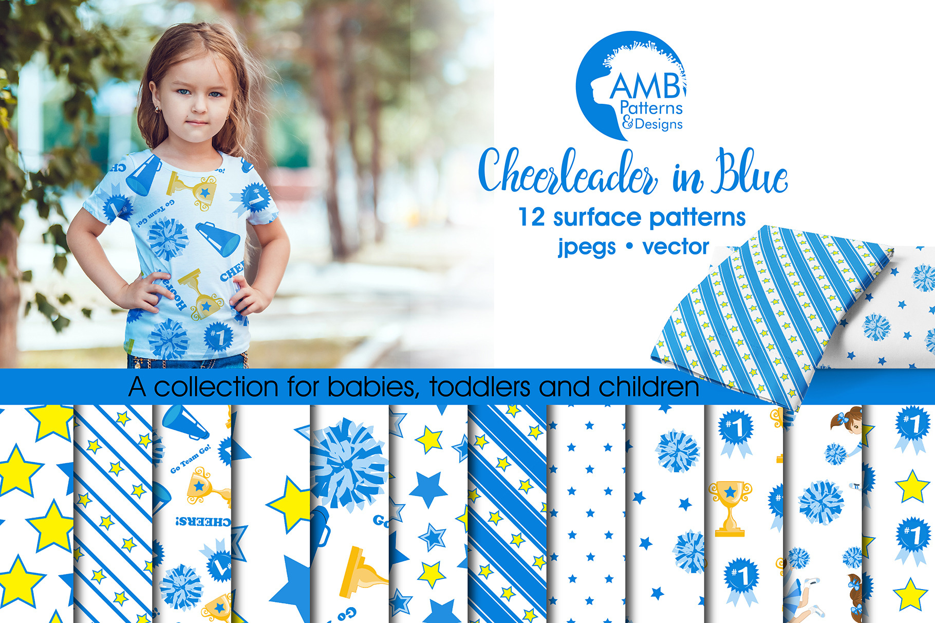 Cheerleader Blue Papers, AMB-887 | Graphic Patterns ~ Creative Market