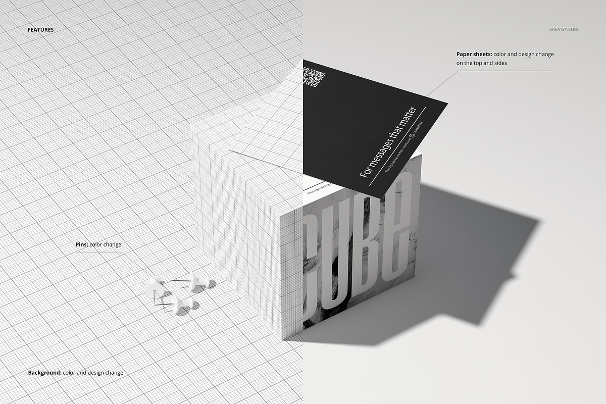 Note Cube Mockup Set, a Merchandise Mockup by Creatsy