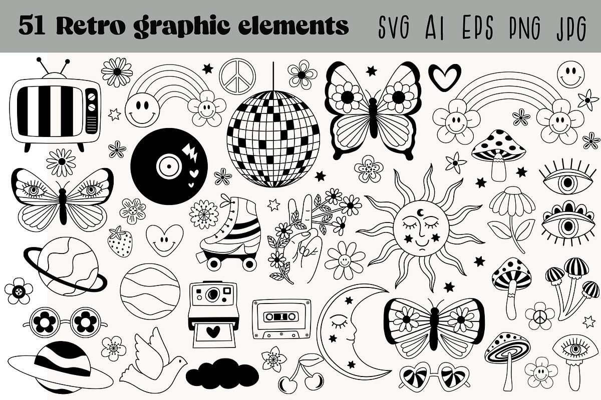 Black groovy retro graphic