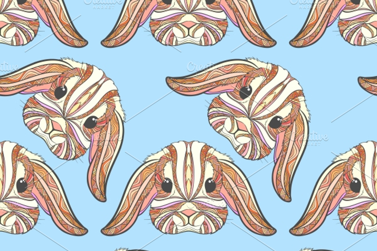 Seamless pattern rabbit coloring, a Pattern Graphic by Modern vector