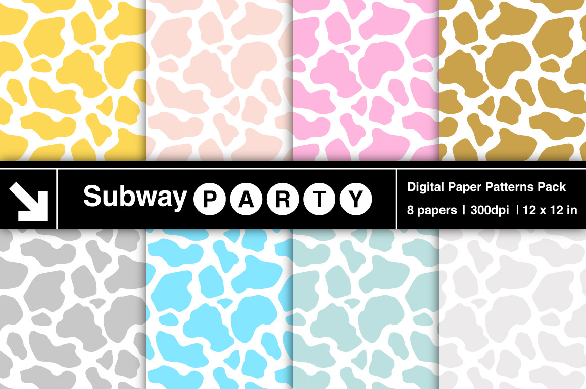 Cow Print in Pastel Colors, a Pattern Graphic by SubwayParty