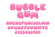 Bubble gum font. Pink sweet candy | Food Illustrations ~ Creative Market