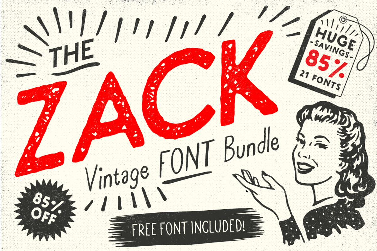 ZACK Vintage Font Bundle, a Handwritten Font by Studio ZACK