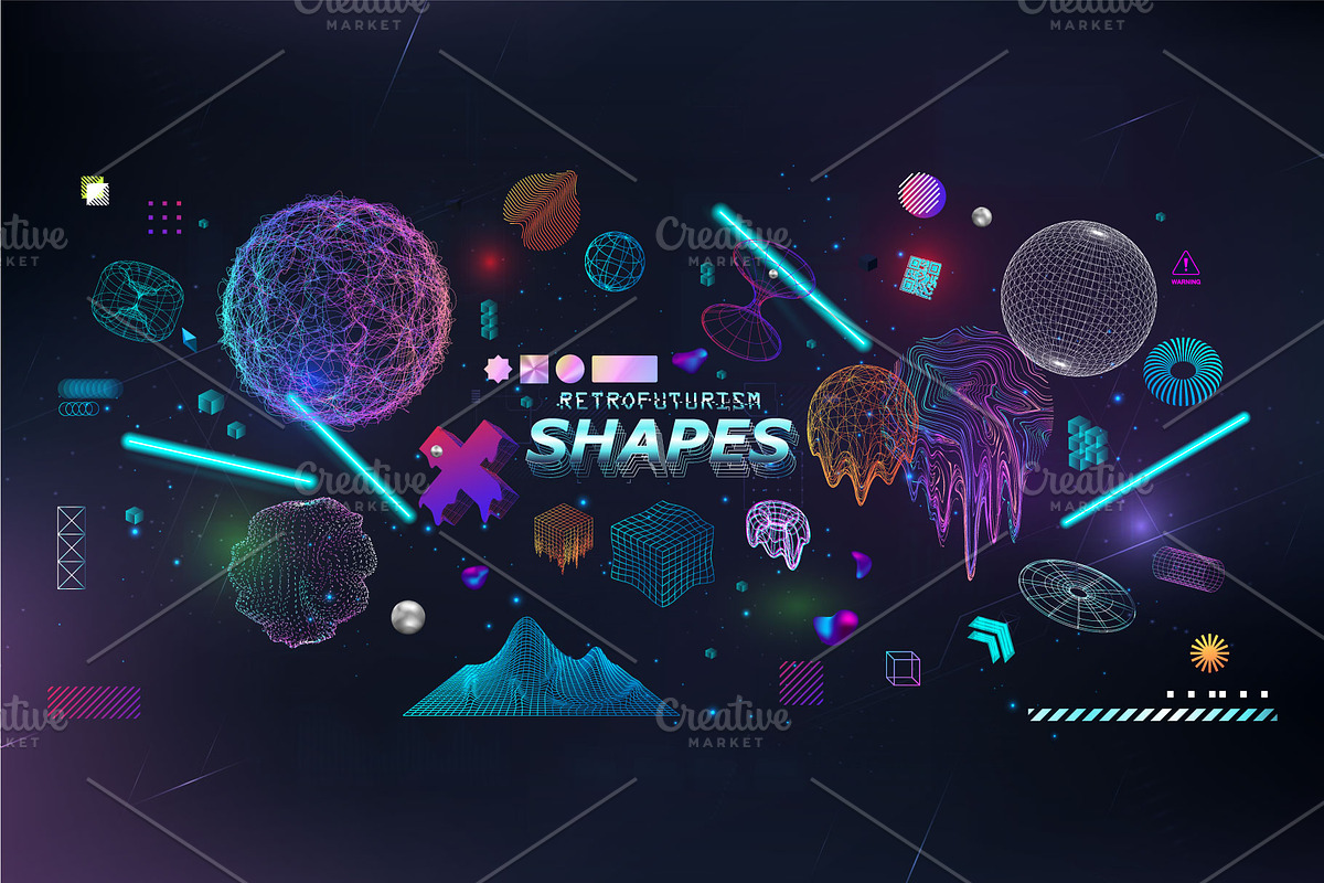 Modern 3D geometric shapes