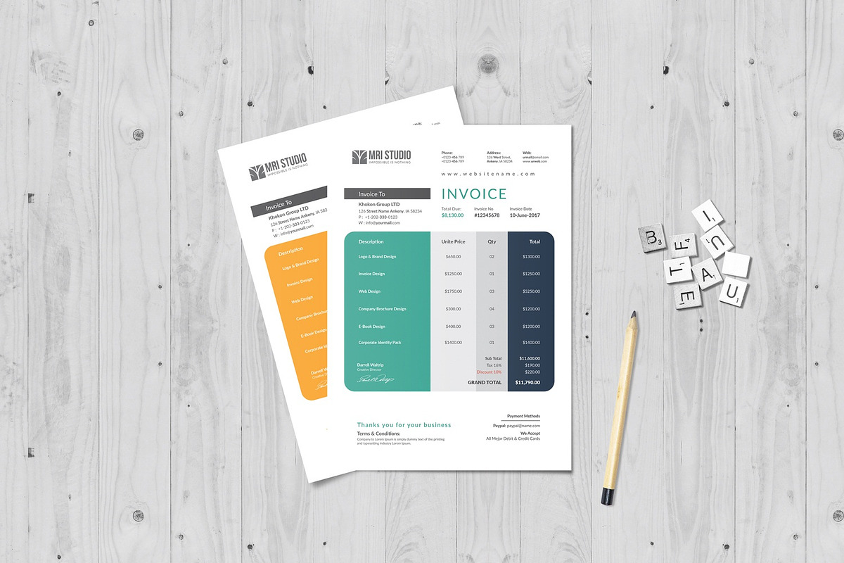 Creative Invoice, a Stationery Template by MRI STUDIO
