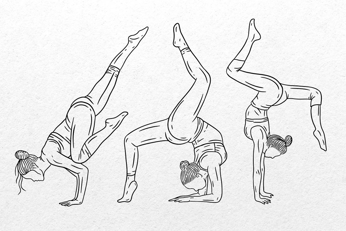 10 Bundle Women Yoga Pose Line Art, an Illustration by Morspective