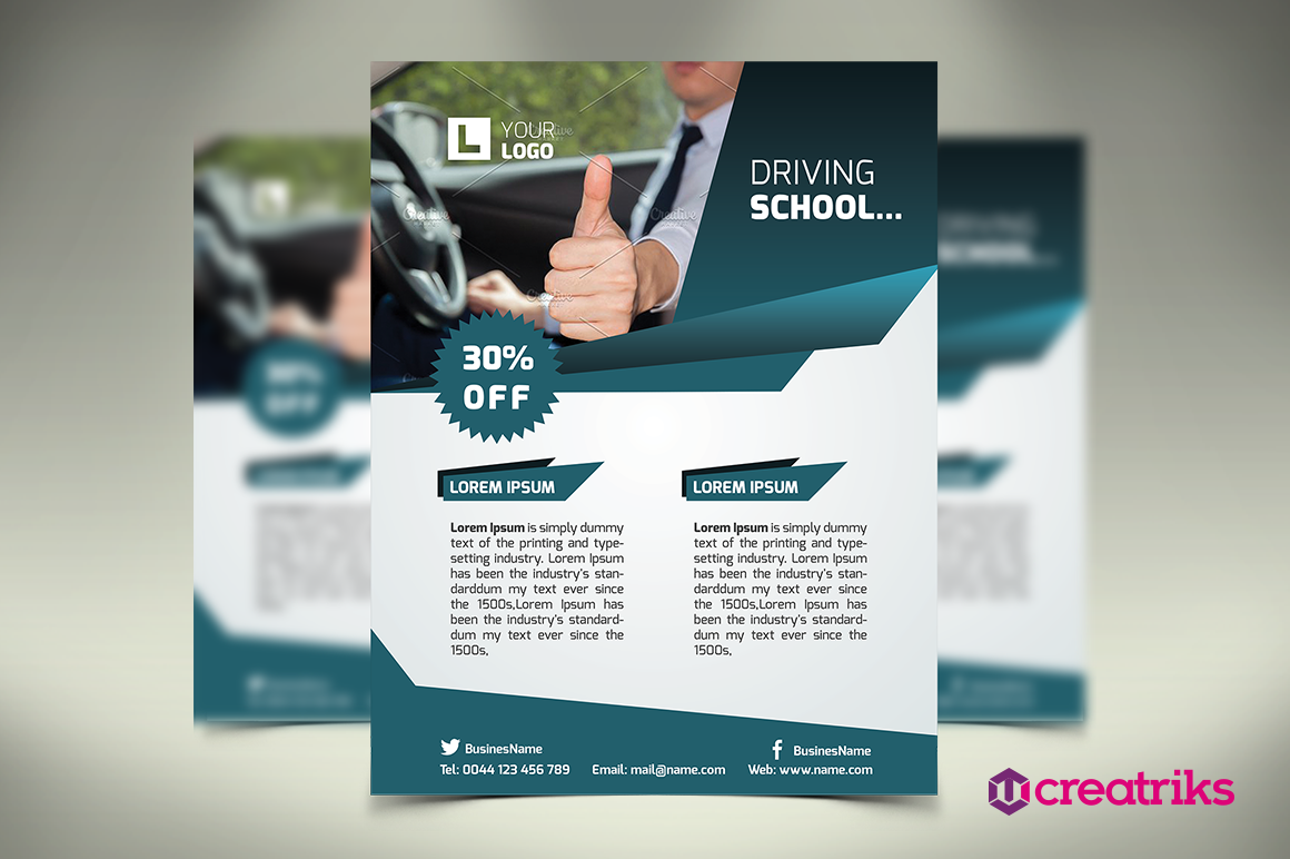 Driving School Flyer, a Flyer Template by Creatricks