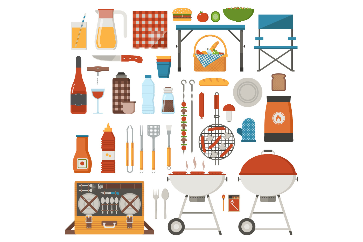 Picnic and Barbecue Elements Set, an Object Graphic by Alex Krugli