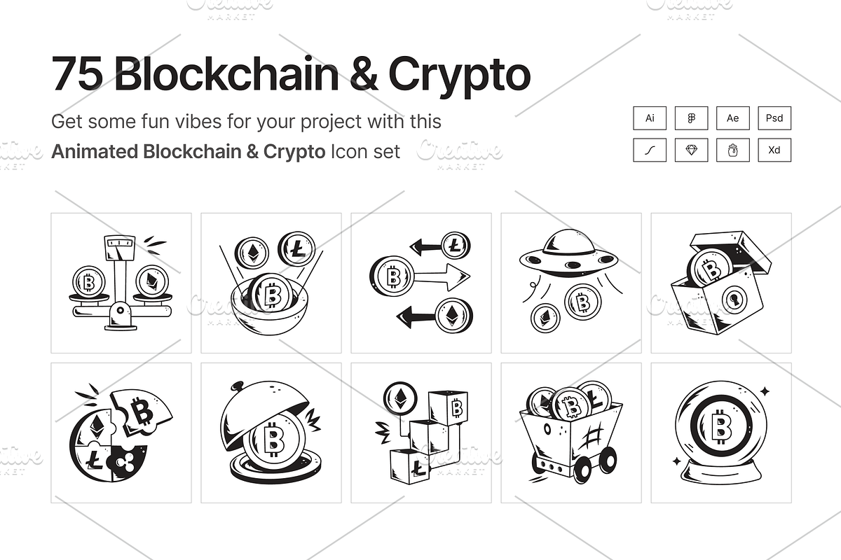 Animated Blockchain and Crypto Icons