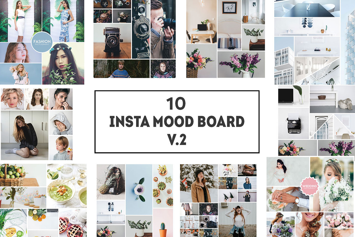 10 Insta Mood Board Templates V.2, a Social Media Template by Creativetacos