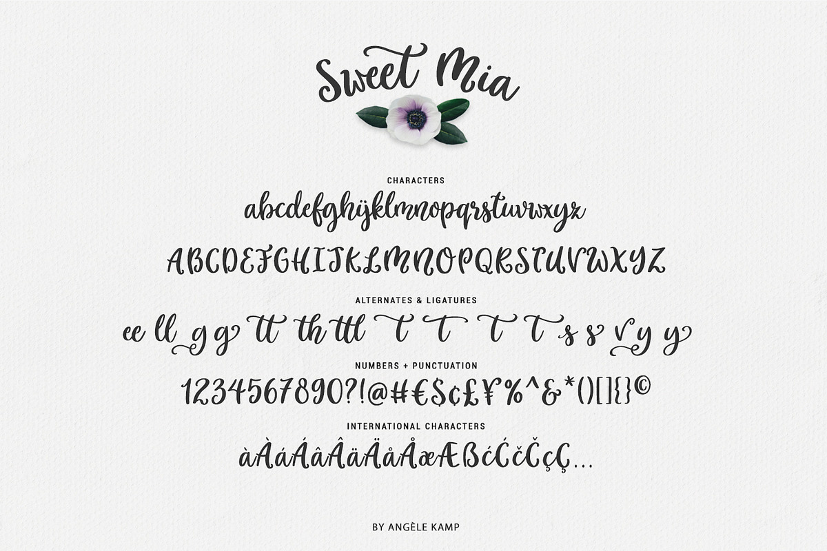 Sweet Mia modern calligraphy font, a Script Font by Angele Kamp