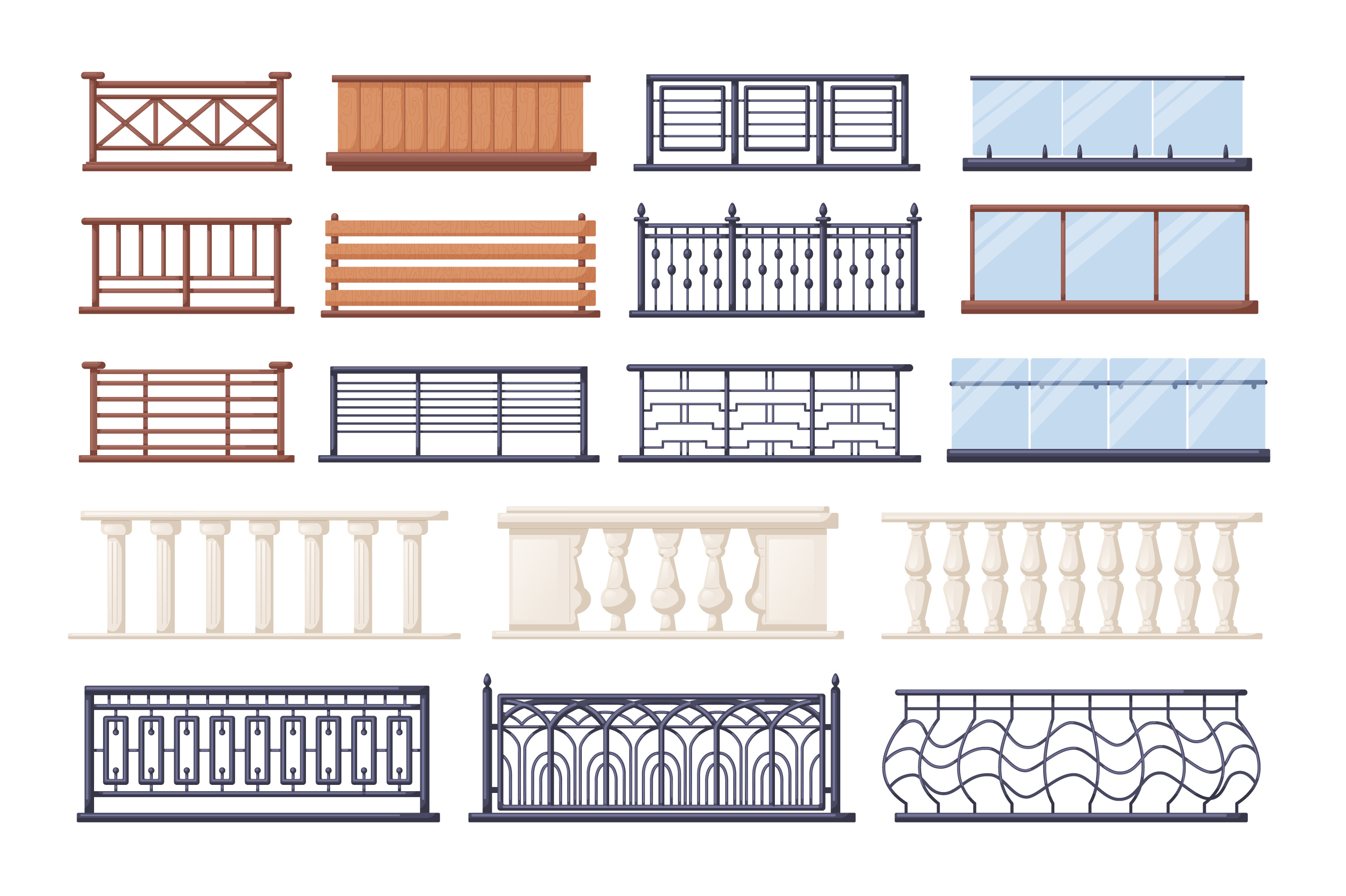 Balcony railing, terrace fencing set, a Decorative Illustration by Good ...
