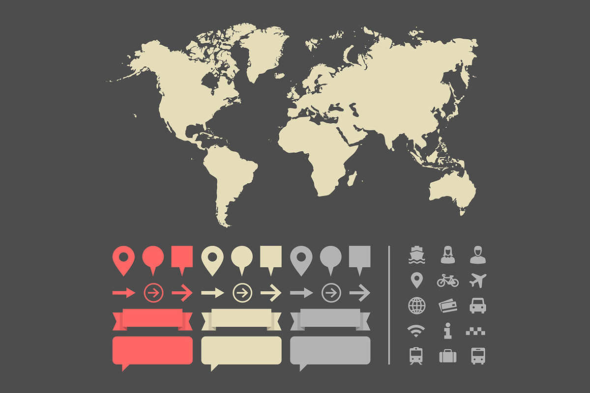 World map infographics, a Background Graphic by Flower Travelin Man