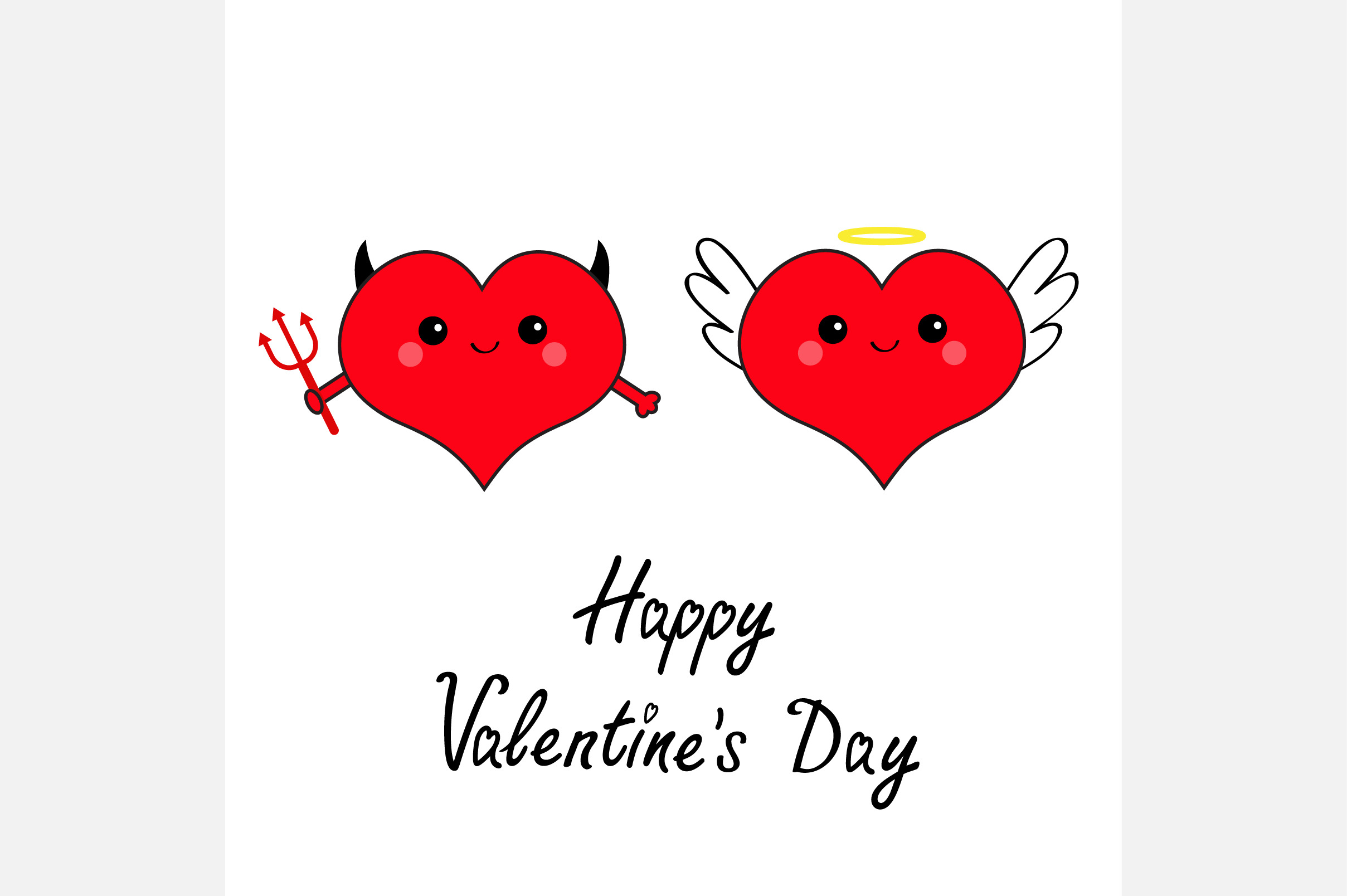 Valentines day. Devil Angel hearts | Illustrations ~ Creative Market