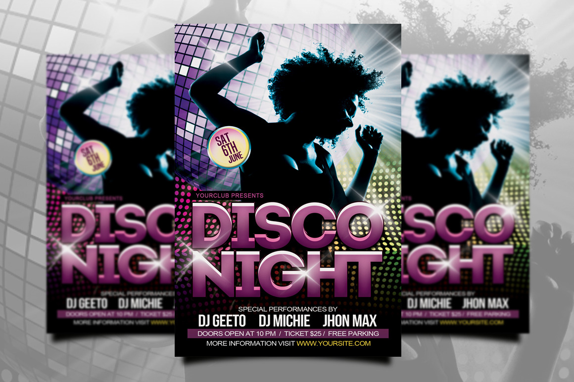 Disco Night Flyer Template, a Flyer Template by AyumaDesign