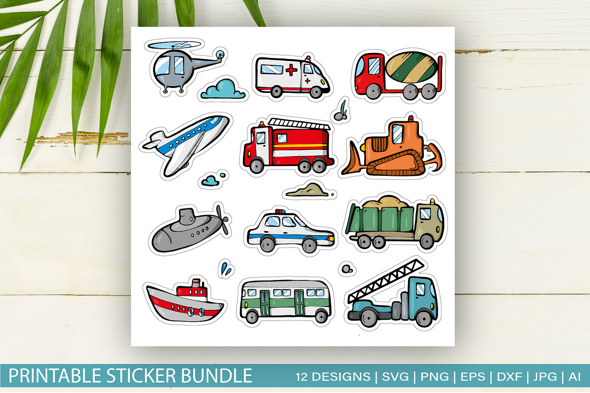 Transport Stickers Bundle for Cricut, a Transportation Illustration by ...