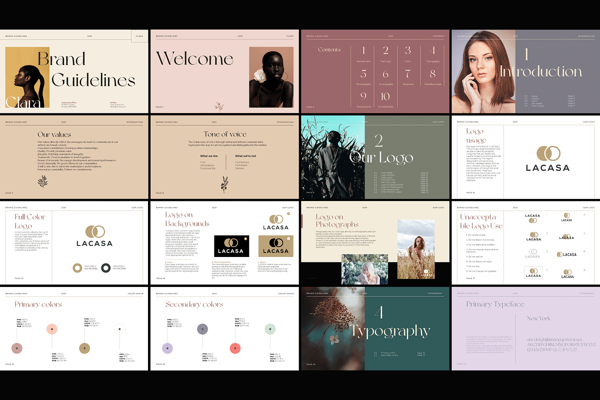 CLARA | Brand Guidelines Template, a Presentation Template by CreativeSoup.io