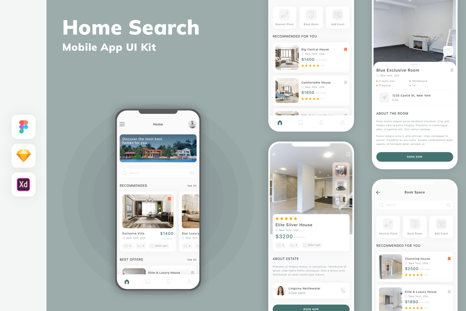 Home Search Mobile App UI Kit, an UI Kit Template by uicube