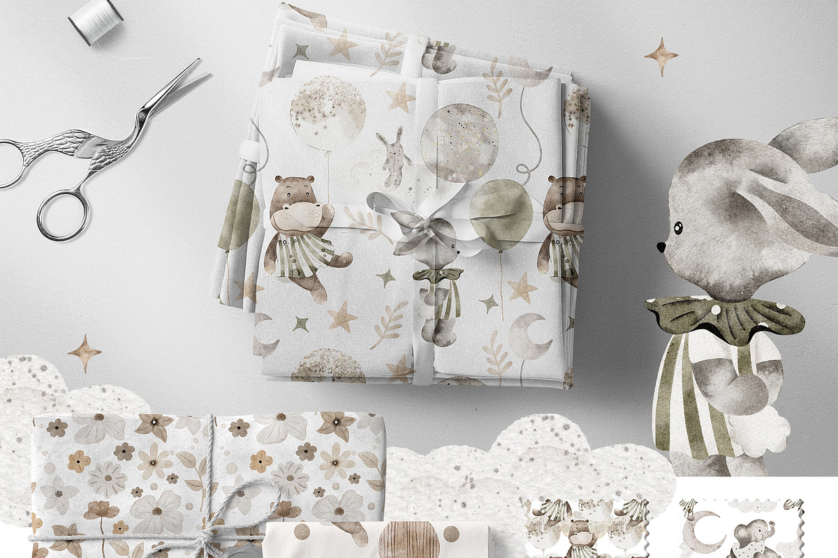 Moon Dreams Watercolor Collection, an Animal Illustration by Pati Paints