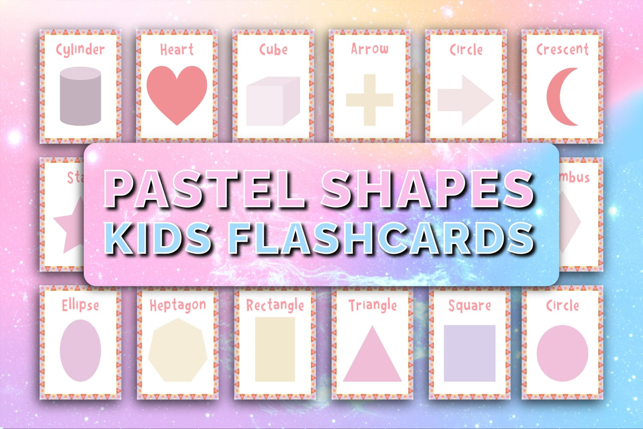 Pastel Shapes Kids Flashcards | Creative Market