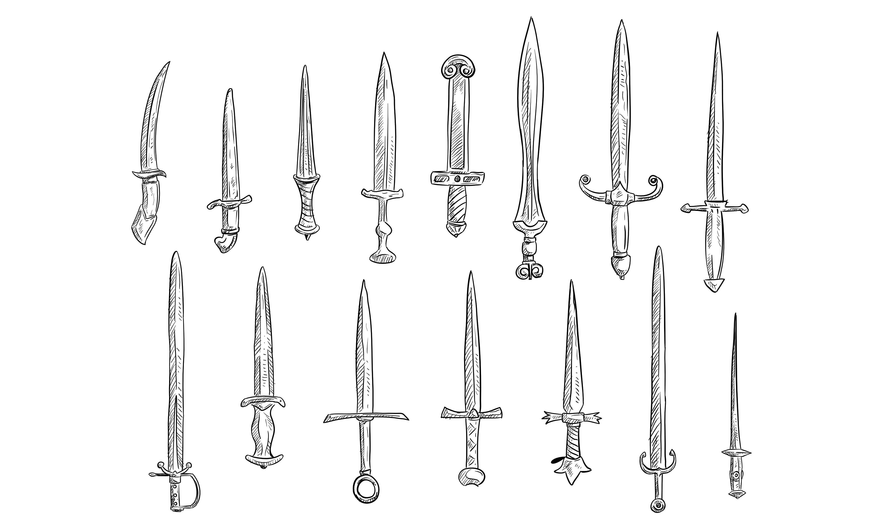 sword handdrawn collection, an Object Graphic by nikagraphic | Creative ...
