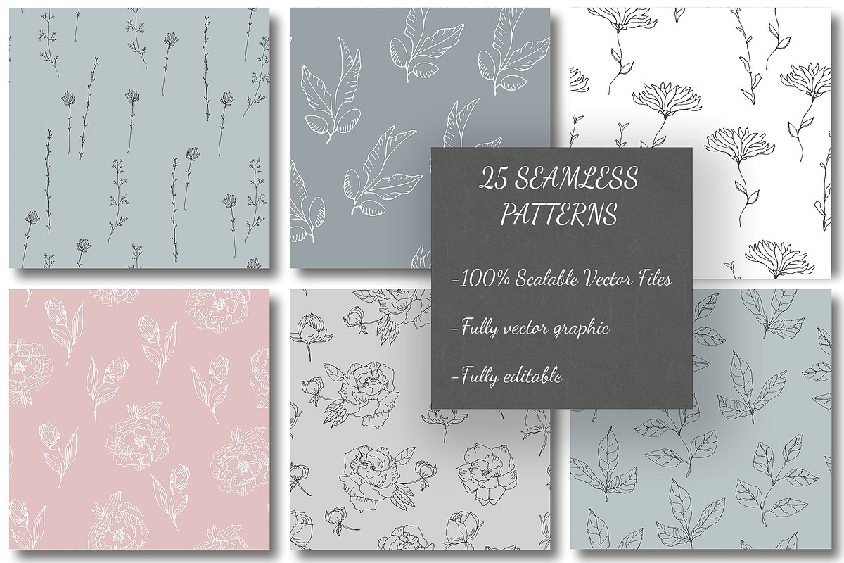 50 Wild flower patterns -Bundle-, a Pattern Graphic by CARROTDESIGN ...
