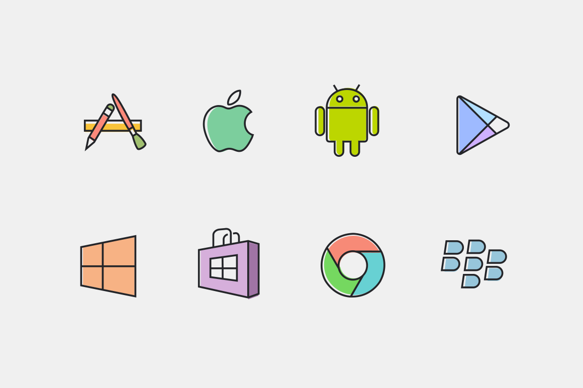 8 App Store Line Icons, an Icon by Creative VIP